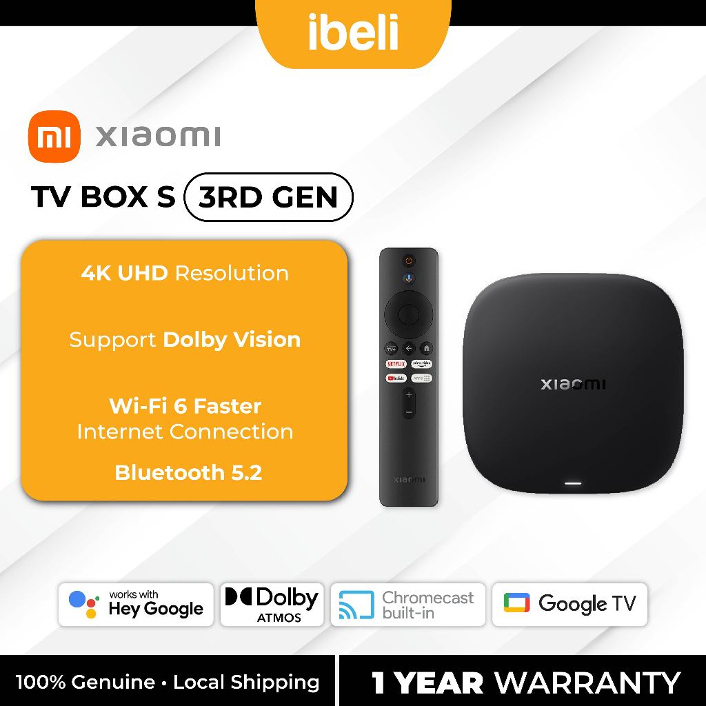 Xiaomi TV Box S (3rd Gen) 4K UHD TV Box Google Assistant Media Player ...