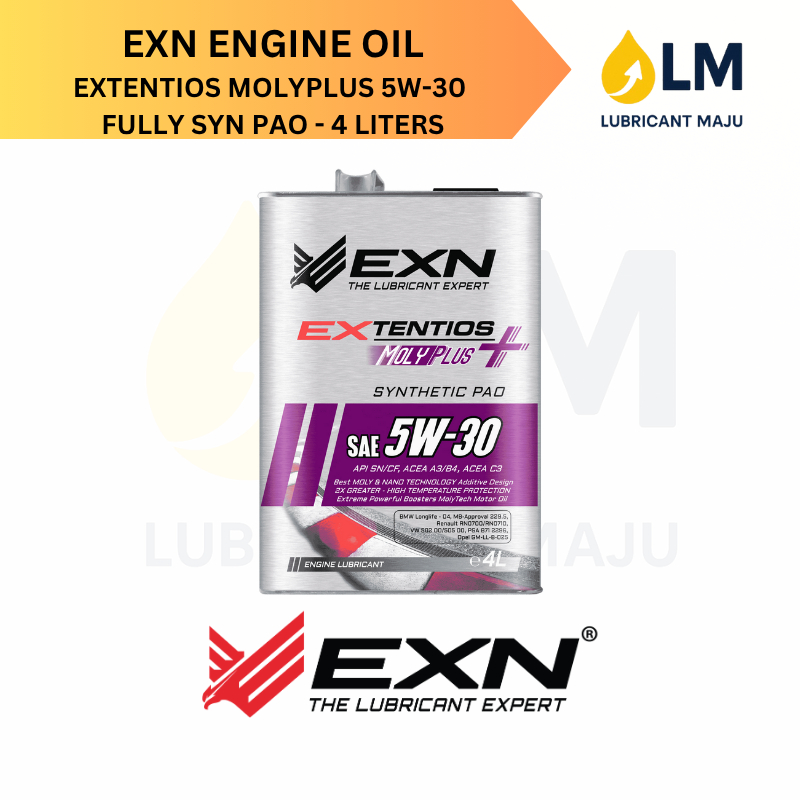 EXN Extentios Molyplus Engine Oil 5W-30 Semi Synthetic PAO (4L) Minyak ...