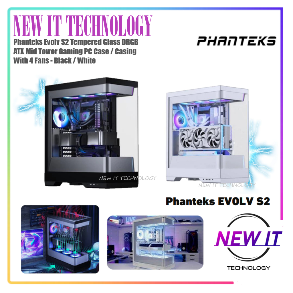 Phanteks Evolv S2 Tempered Glass DRGB ATX Mid Tower Gaming PC Case ...