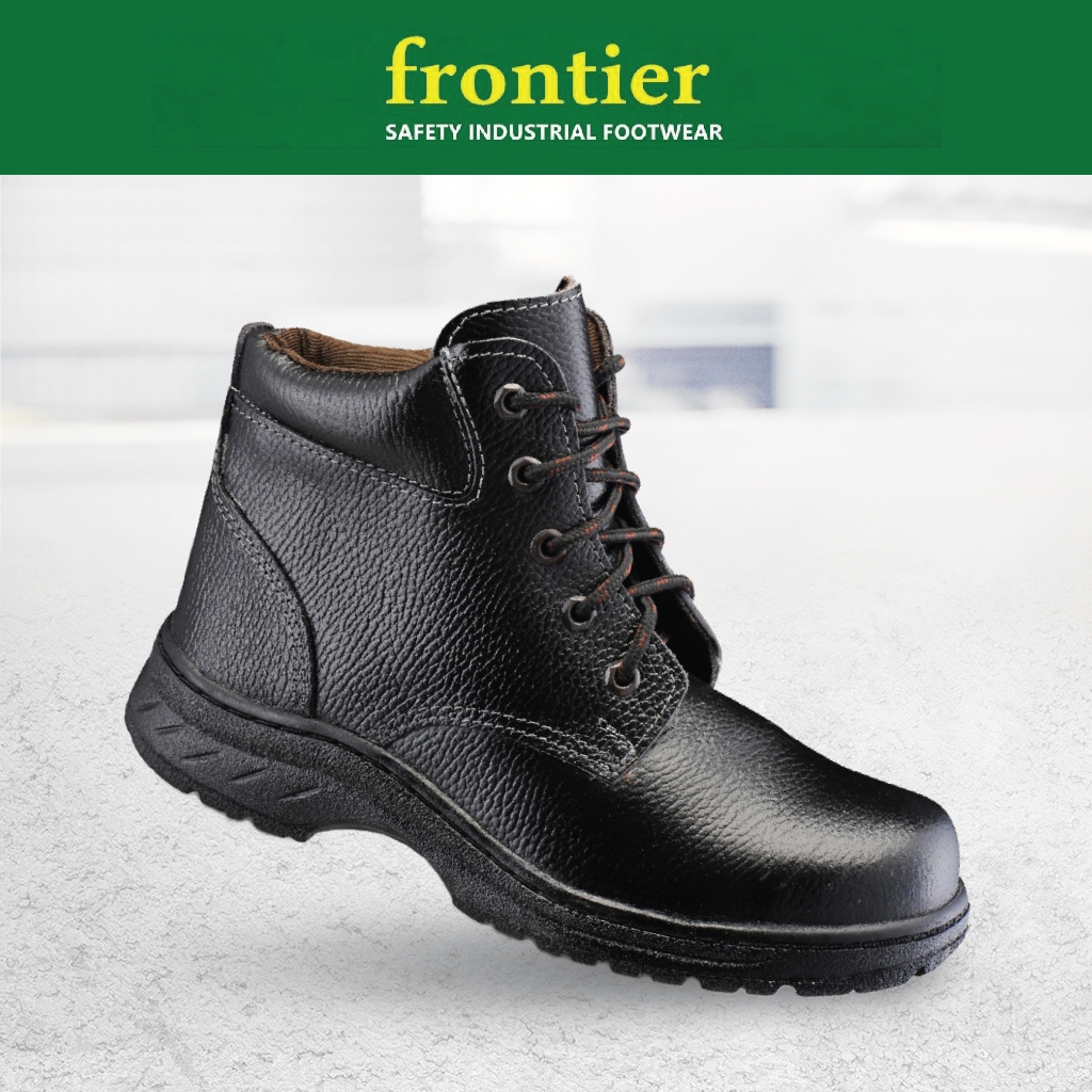 FRONTIER FT M 28828 Men Mid Cut Lace-Up Black Safety Shoes / Leather ...
