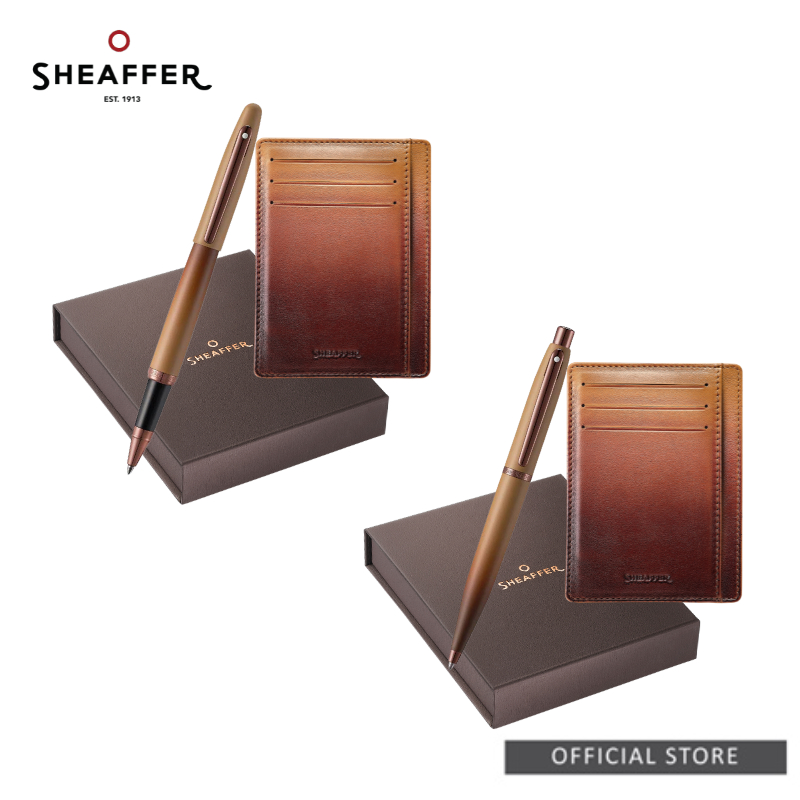 Sheaffer VFM 9428 Coffee Edition Matt Brown Rollerball Pen/Ballpoint Pen + Credit Card Holder ...