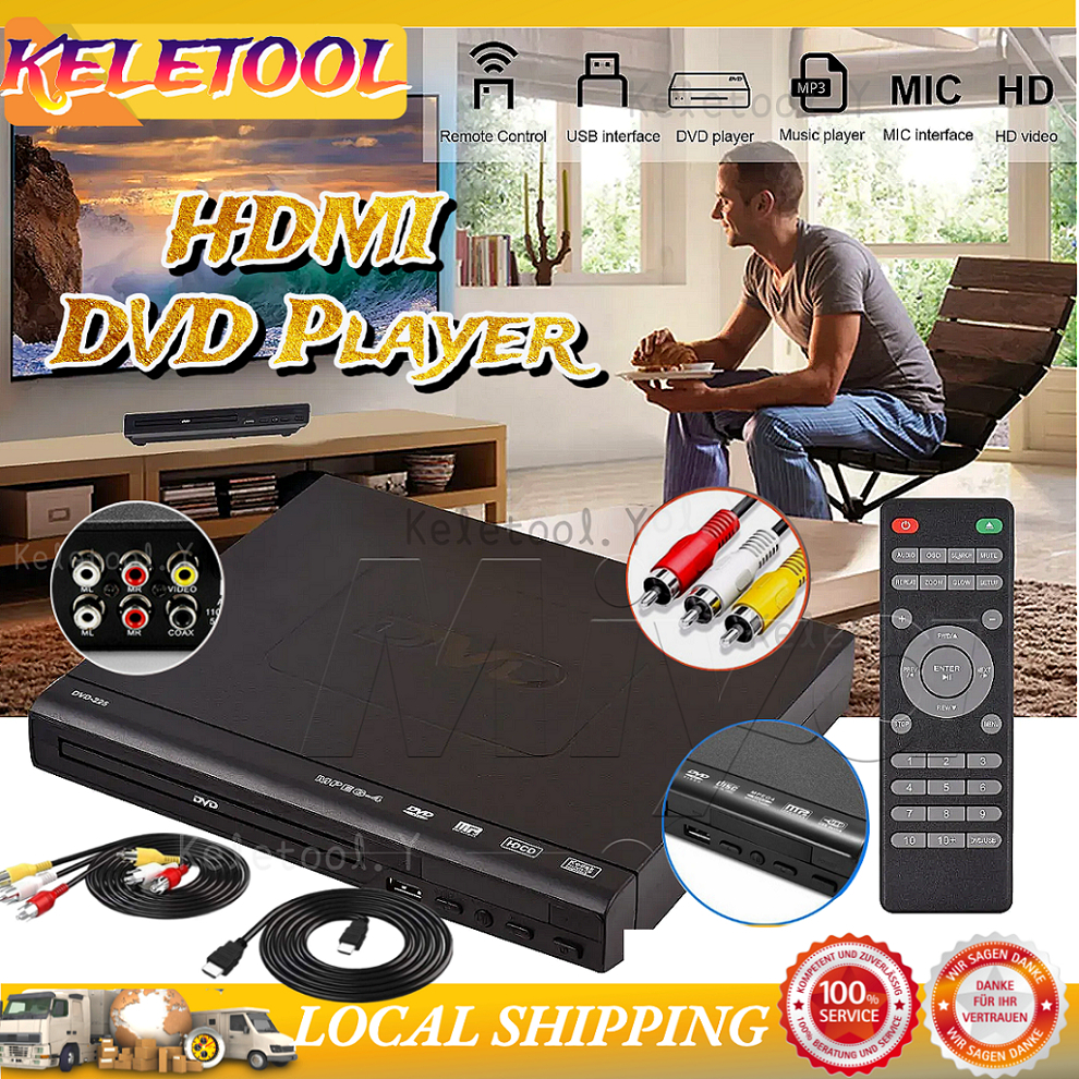 DVD Player HDMl 1800p USB HD Portable CD MIC Support Fast Disc Reading ...