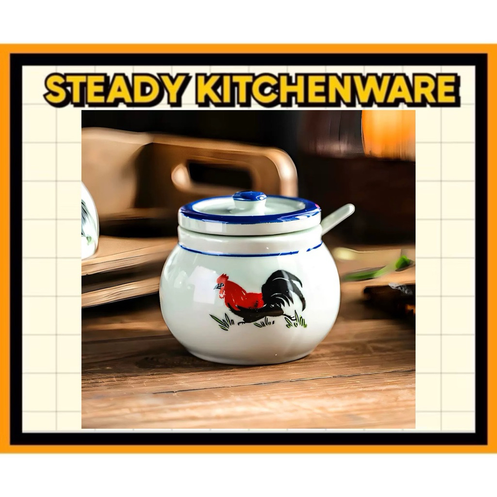 Nostalgia Rooster Ceramic Spice Condiment Seasoning Container Bekas ...