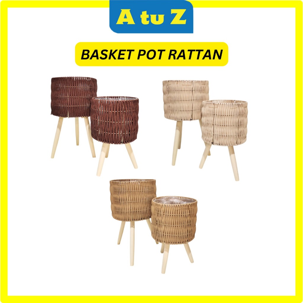 AtuZ READY STOCK 🔥Bakul Rotan🔥Pasu Berkaki Flower Pot Rotan Pasu Bunga ...