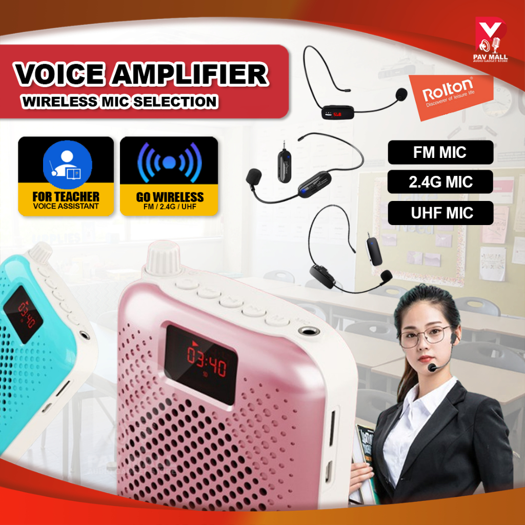 Rolton K500 Speaker Microphone Wireless for Teaching | Voice Amplifier ...