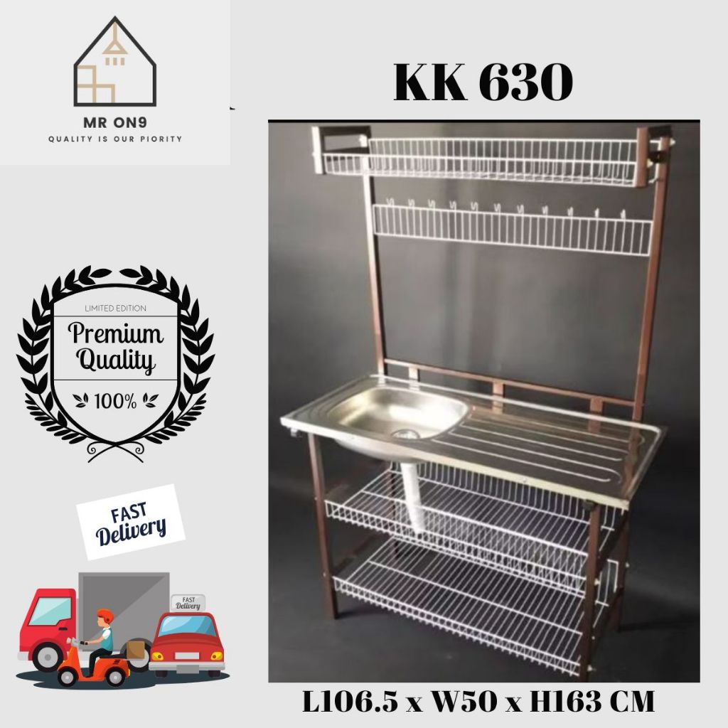 3V Katka Stainless Steel Sink Set + Epoxy Metal Stand/ Drainer/ Sinki ...