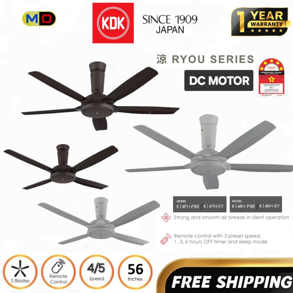 [FREE SHIPPING] KDK 56" Inch Ryou Series DC Motor Ceiling Fan 5 Blade ...