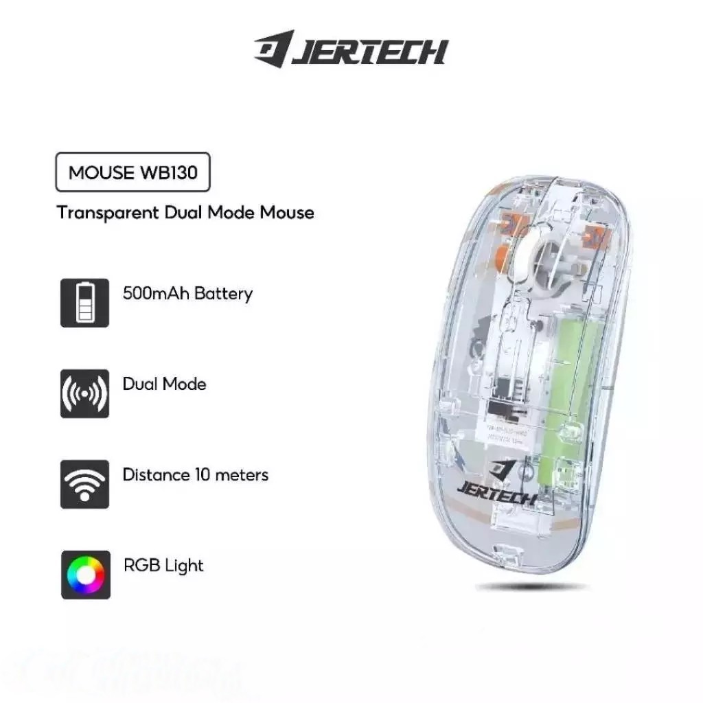 Jertech WB130 Crystal Mouse Dual Mode Tetikus Komputer Bluetooth USB 2 ...