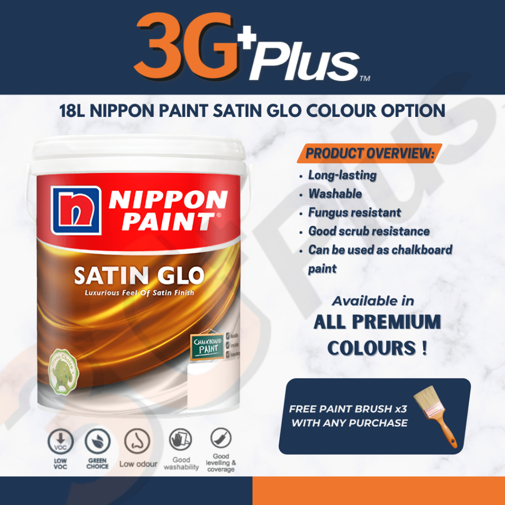 [PREMIUM COLOURS] 18L Nippon Paint Satin Glo Cat Nippon Easywash ...