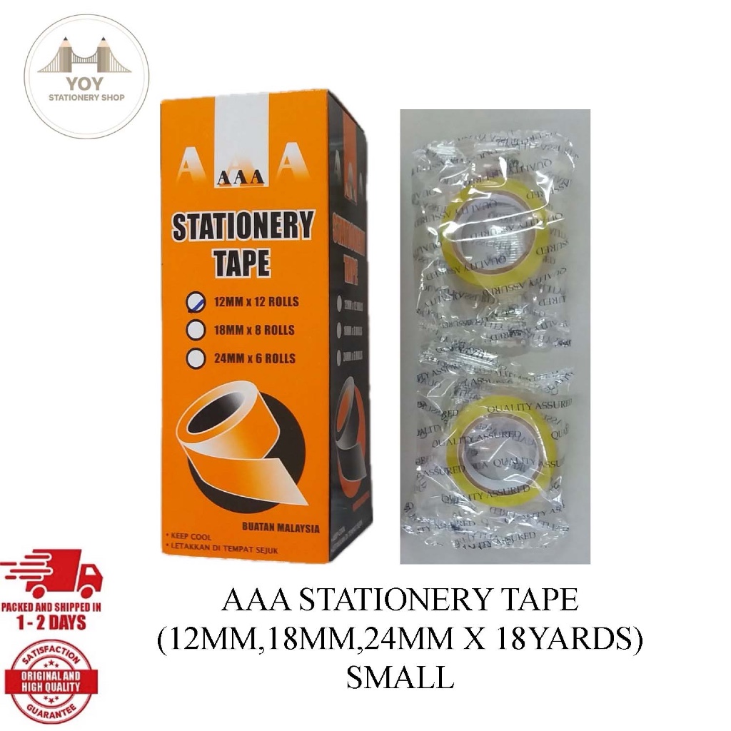 AAA STATIONERY TAPE (12MM,18MM,24MM X 18YARDS) SMALL (READY STOCK ...