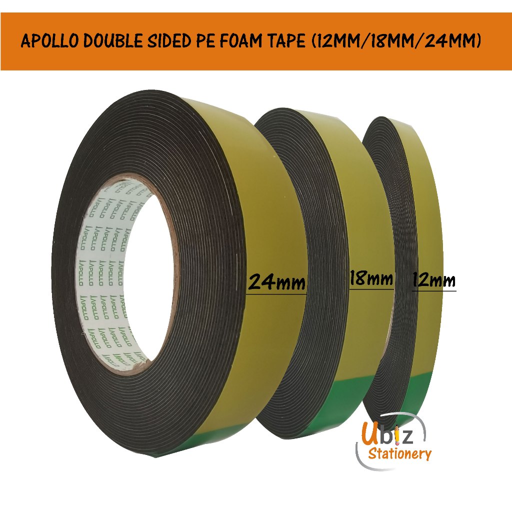 Apollo Double Sided PE Foam Tape 12mm/18mm/24mm x 9m | Shopee Malaysia