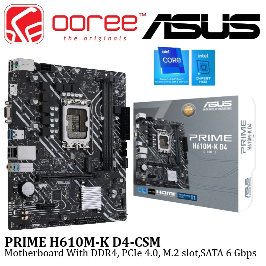 ASUS PRIME H610M-K D4-CSM D4 DDR4 1700 MOTHERBOARD COMBO PROCEESOR INTEL I3- 12100 / I5- 12400 ...