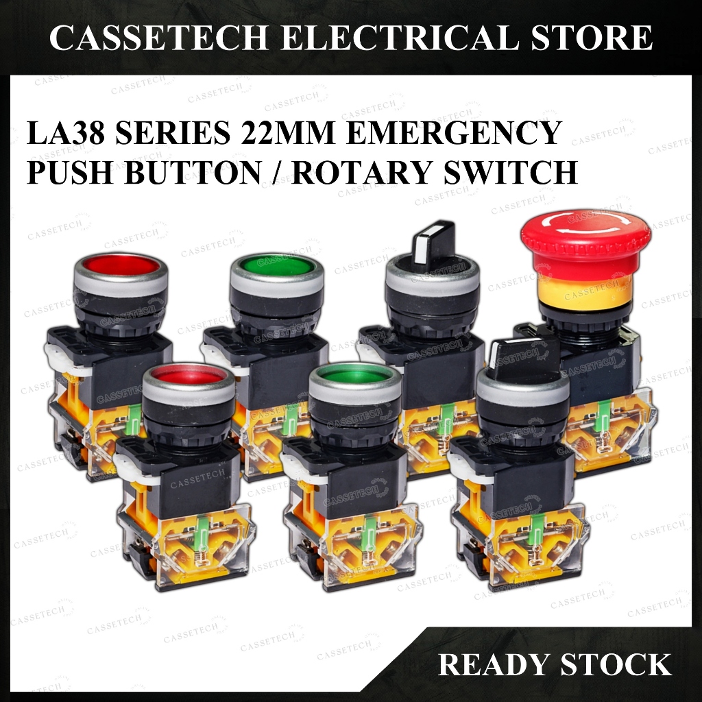 LA38-11 SERIES 22mm PUSH BUTTON ROTARY SWITCH EMERGENCY INDUSTRIAL ...