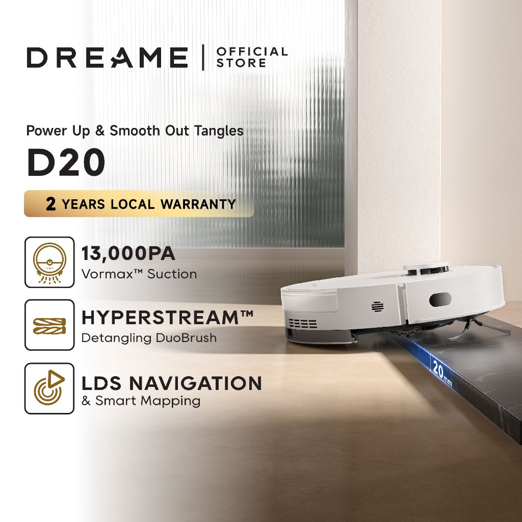 [NEW 2025] Dreame D20 Robot Vacuum | 13,000Pa Vormax Suction, 285min ...