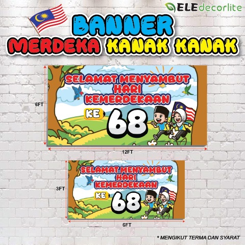 READY STOCK 3ft x 6ft/6ft x 12ft BANNER HARI MERDEKA KANAK-KANAK ...