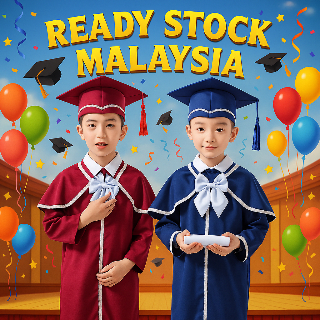 (Ready Stock) Kids Graduation Gown Costume with Cap Academic Robe ...