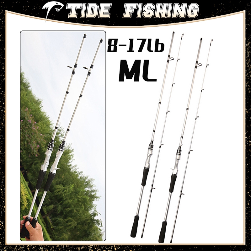 2 Sections Silver 6/7/7.8ft Fishing Rod Carbon Fiber Lure Rod ML Power ...