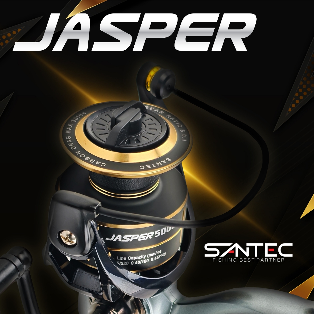 SANTEC - JASPER SPINNING REEL-10+1BB-RATIO-5.2:1-POWER-HANDLE | Shopee ...