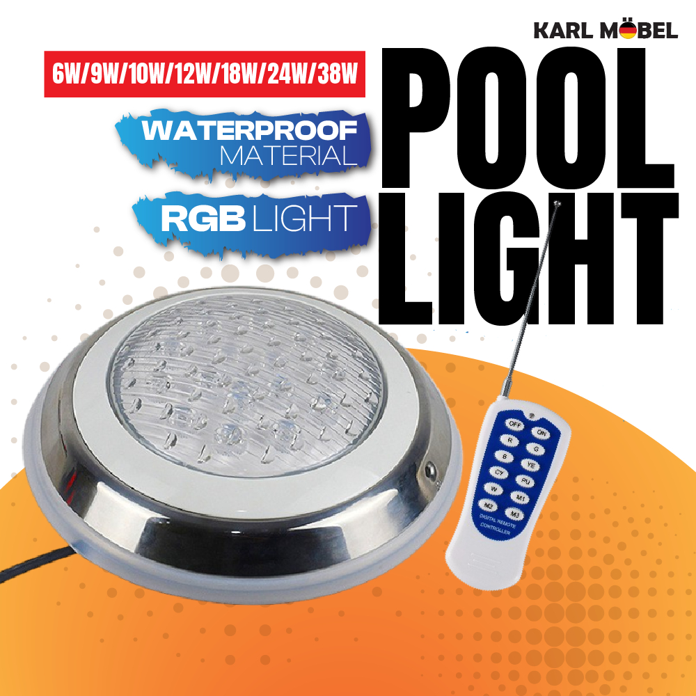 Swimming Pool Light Underwater Lampu Kolam Renang Waterproof RGB Color ...