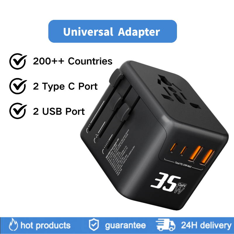 Universal conversion plug travel international adapter USB-A USB-C ...