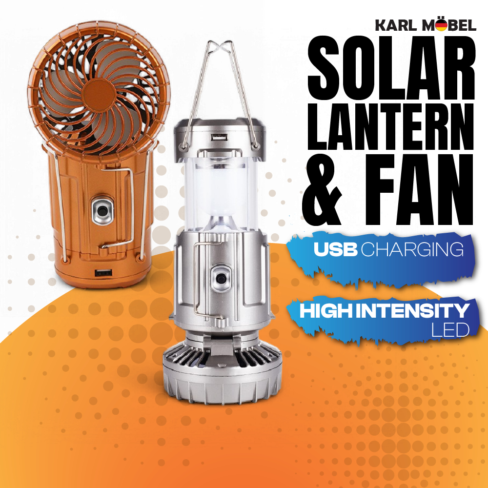Solar Fan Camping Rechargeable Tent Lamp Lantern Outdoor Light Hiking ...