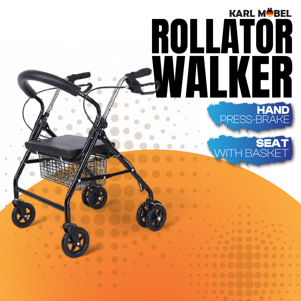 Rollator Walker Adult Lightweight Tongkat Roda Kaki Empat Wheelchair ...