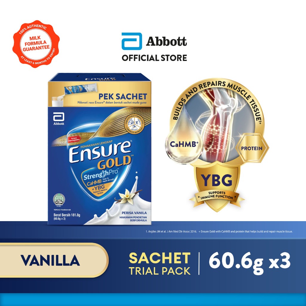 Ensure Gold Travel Pack Vanilla (60.6g X 3) [Exp 28 Feb 2027 & / Later ...