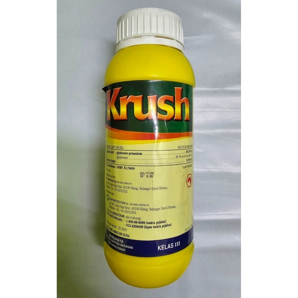 1L Krush Glyphosate Potassium 48.7% Racun Rumpai Rumput Lalang Sambau ...