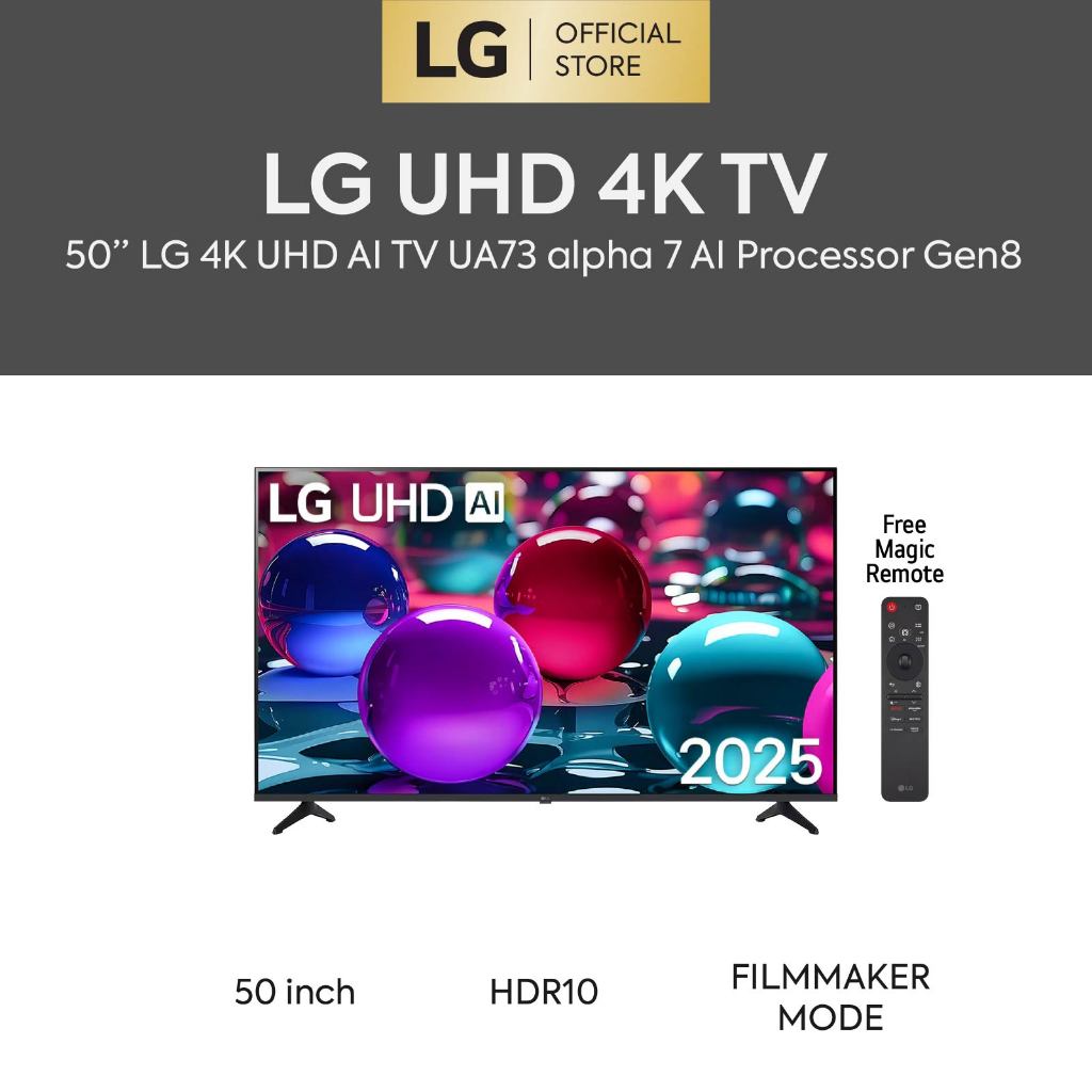 50 Inch LG 4K UHD AI TV UA73 HDR10 (2025) | Shopee Malaysia