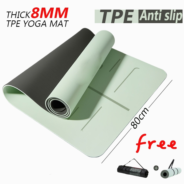 Yoga Mat 8MM TPE Soft High Density Non-Slip Fitness Tasteless Thickened ...