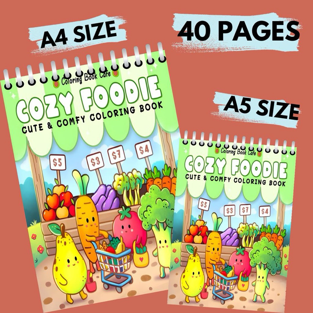COZY FOODIE BOOK COLORING PAGES COLORING 40 PAGES FOR ADULT TEEN | BUKU ...