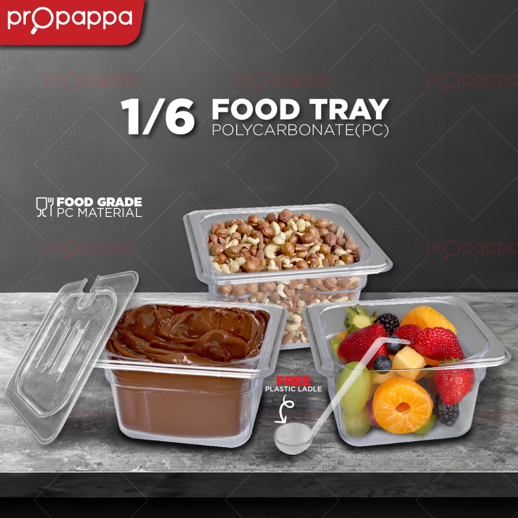 Propappa - Buffet Tray With Cover 1/6 Clear Polycarbonate (PC) Food ...