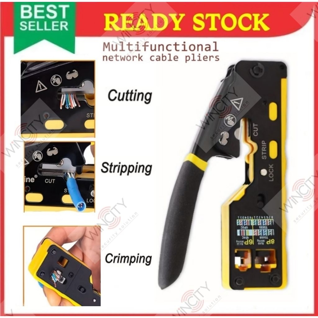 WSS RJ45 Crimp Tool Pass Thru Ethernet Crimper for Cat5e Cat6 Cat6a ...