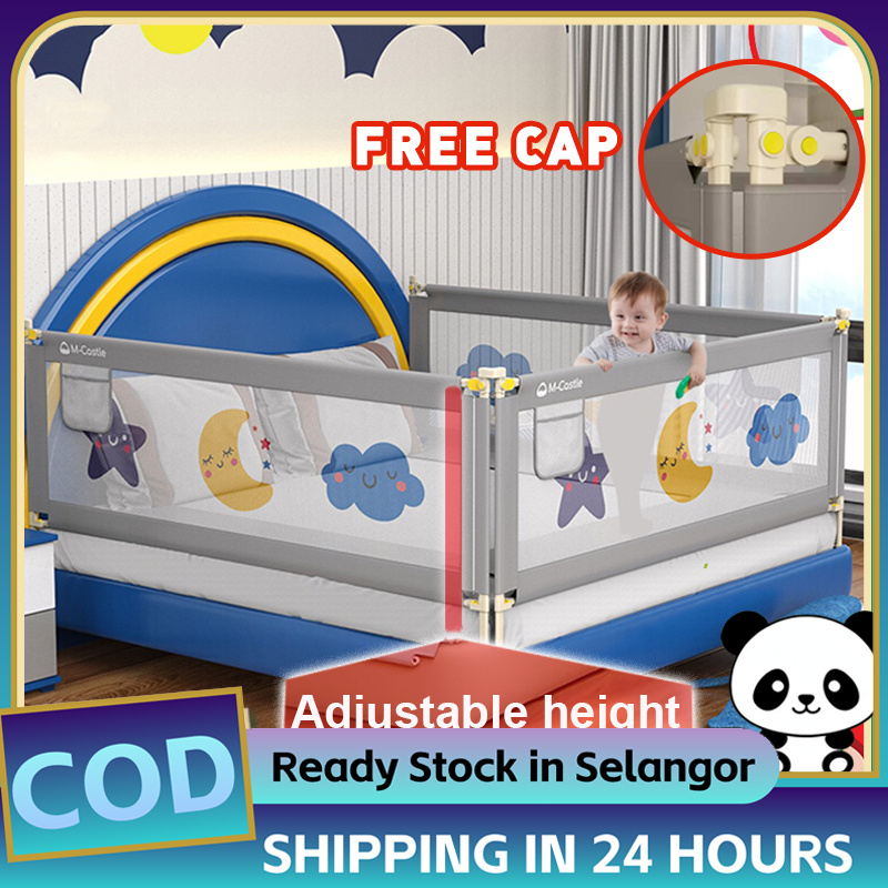 【New 10Th】Bed Fence for Baby Queen/king Size Adjustable height Slide ...