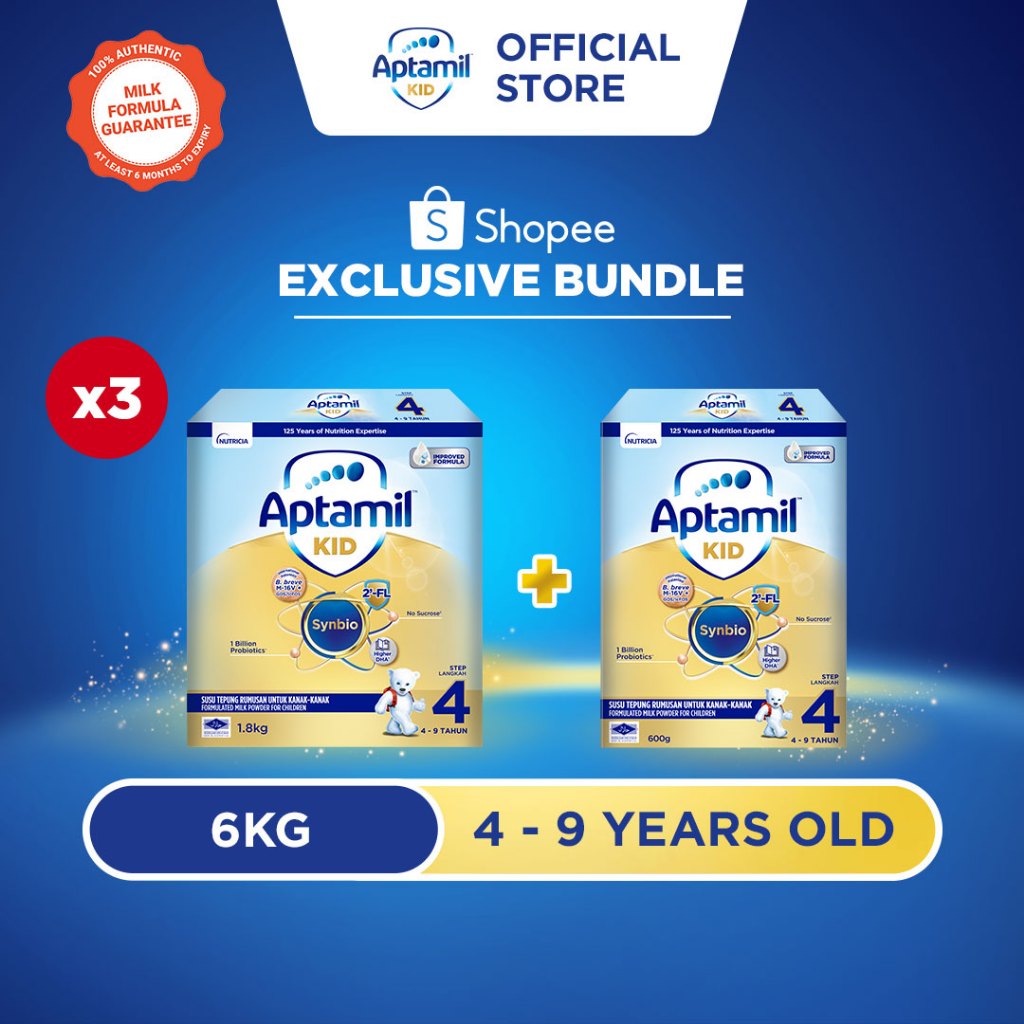 [SHOPEE EXCLUSIVE] Aptamil KID Step 4 Growing Up Formula 4-9 Years (6kg ...