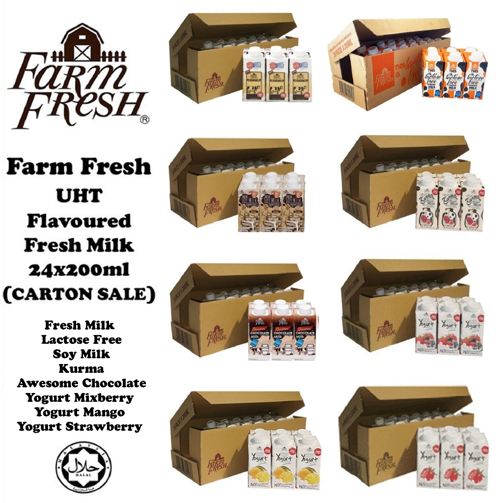 Farm Fresh | 200ml x 24 Packs | UHT Fresh Milk/Lactose Free/Soy Milk ...