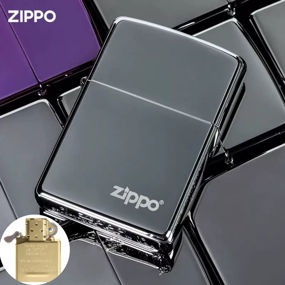 Black Ice Zippo Lighter With Gold Insert | Shopee Malaysia