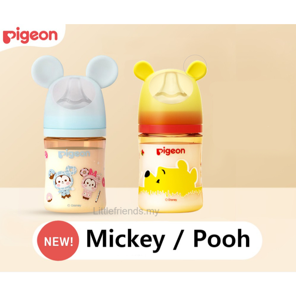 Pigeon Mickey Pooh PPSU Wide Neck Bottle SofTouch Nursing Bottle 3.0 Generation Botol Susu ...