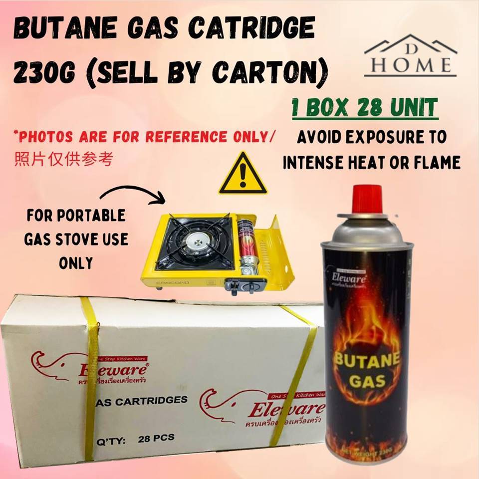 ELEWARE BUTANE GAS CATRIDGE 230G 28 UNIT FOR PORTABLE GAS STOVE CAMPING ...