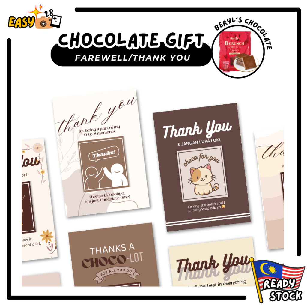 Farewell Gift🍫1Pcs Chocolate Card READY STOCK for Colleague Beryl's ...