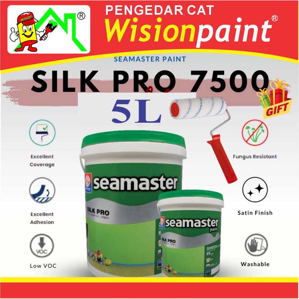 5L Seamaster Paint SILK PRO Mid Sheen/Satin Glo/Pearl Glo/Vinly Glow ...