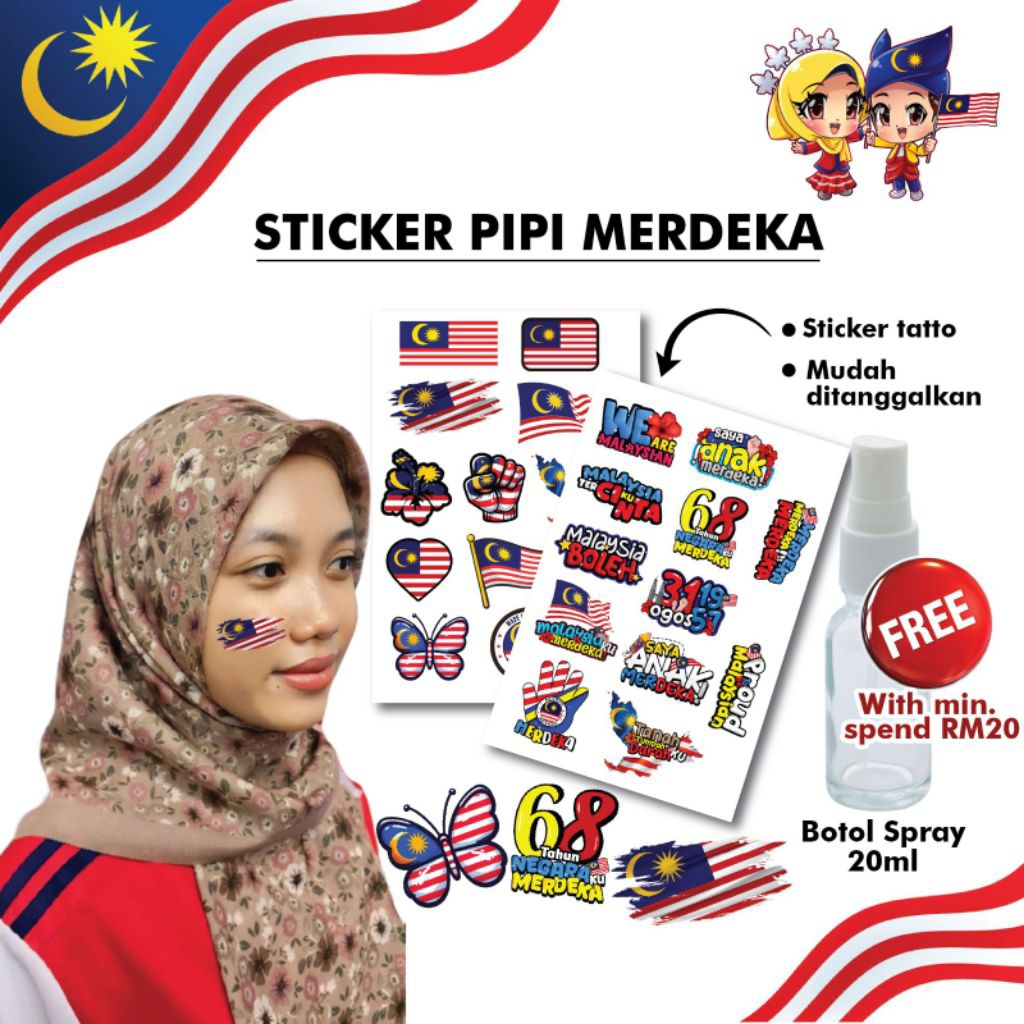 Set Stiker Tatu Pipi Muka Pakai Air Removable Face Tattoo Sticker ...