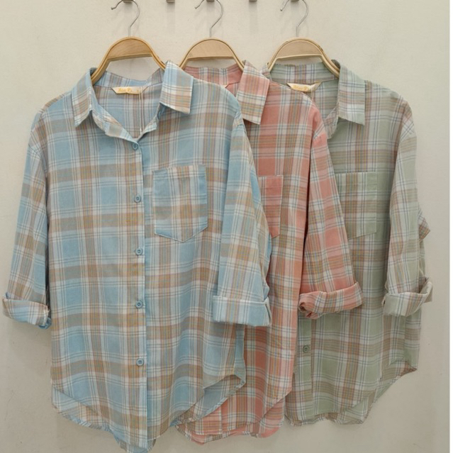 Three B’s- Cotton Linen Checked Blouse | Shopee Malaysia