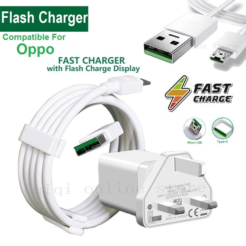 4A Flash Charger For Oppo VOOC Adapter With Micro / Type-C Cable ...