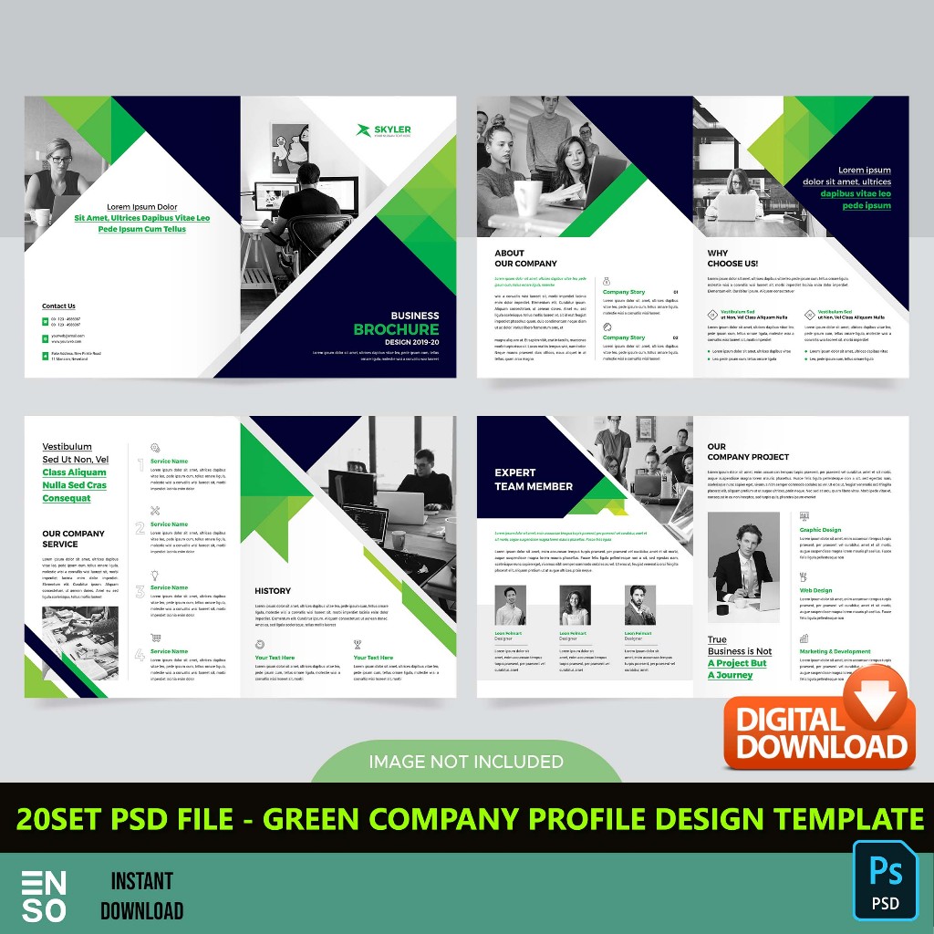 20Set PSD Files - Green Company Profile Design Template | Photoshop ...