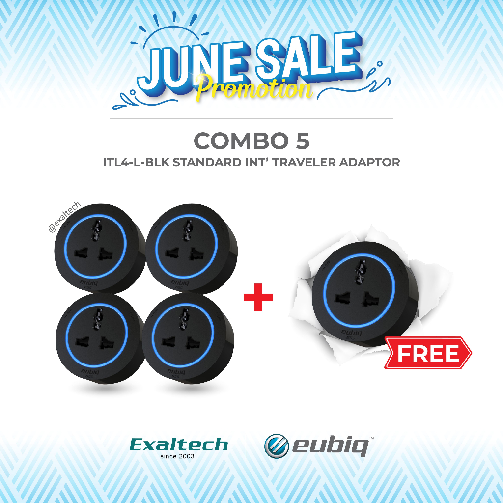 BUY 4 FREE 1 !!! Eubiq Standard International Traveler Adaptors ITL4-L ...