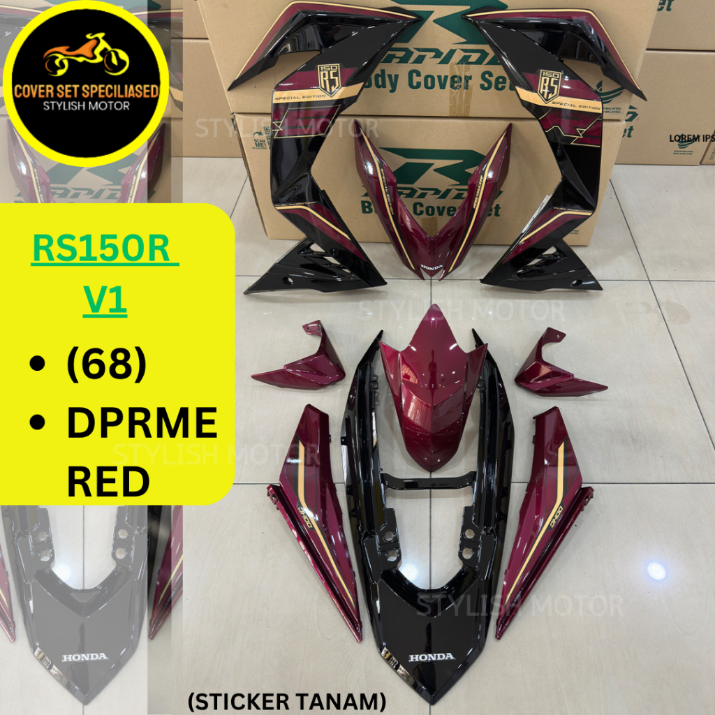 RAPIDO Cover Set Honda Rs150r V1 V2 V3 (68) Dunhill Red Blue Coverset Sticker Tanam Stripe Tanam ...