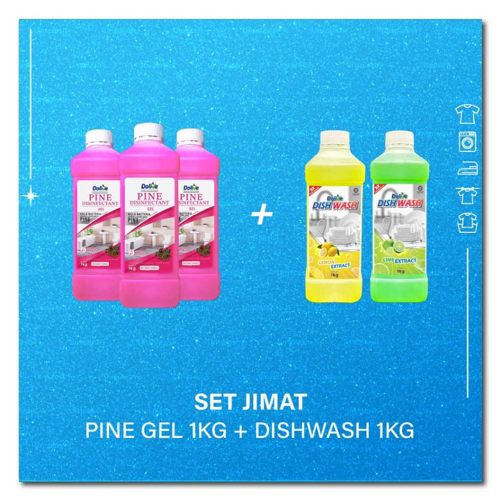 {SET JIMAT} DISHWASH DOLIVE 1KG + PINE GEL DOLIVE 1KG (2 BOTOL ...