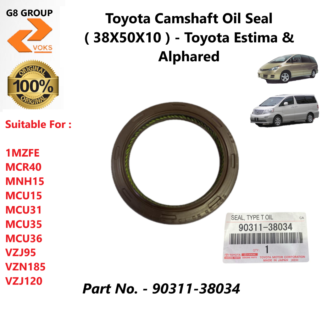 Toyota Camshaft Oil Seal ( 38X50X10 ) - Toyota Estima & Alphard ( 90311 ...