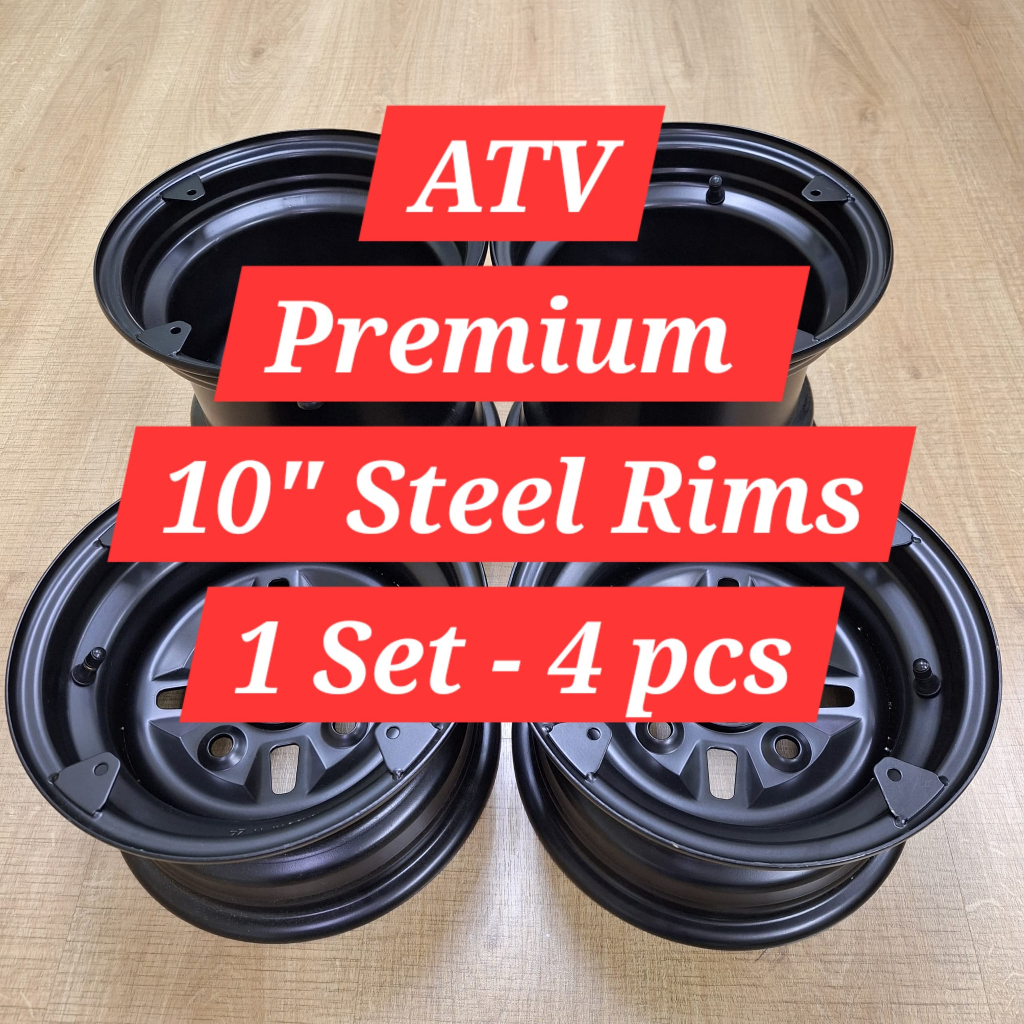 ATV Premium Steel Rims for 10 Inch Tyres (1 Set) GY6, Mikilon, Tao ...